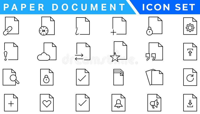 Paper Document Icon Set. Folded Written Paper Document Page Icon Vector ...