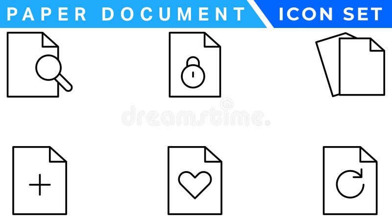 Paper Document Icon Set. Folded Written Paper Document Page Icon Vector ...