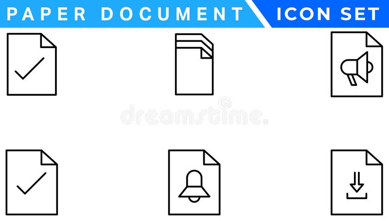 Paper Document Icon Set. Folded Written Paper Document Page Icon Vector ...