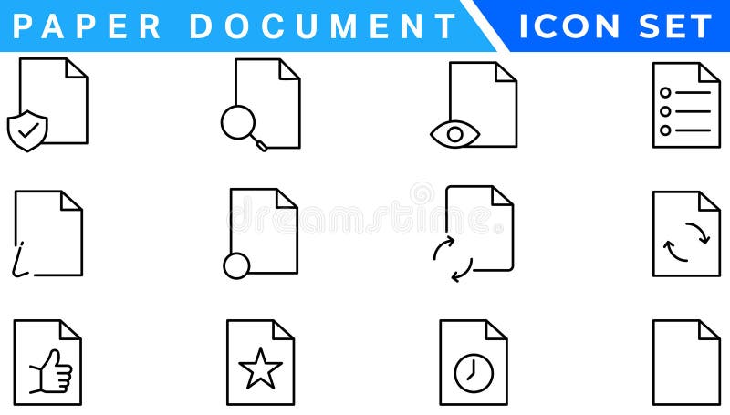 Paper Document Icon Set. Folded Written Paper Document Page Icon Vector ...