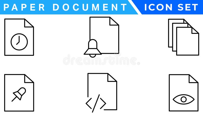 Paper Document Icon Set. Folded Written Paper Document Page Icon Vector ...