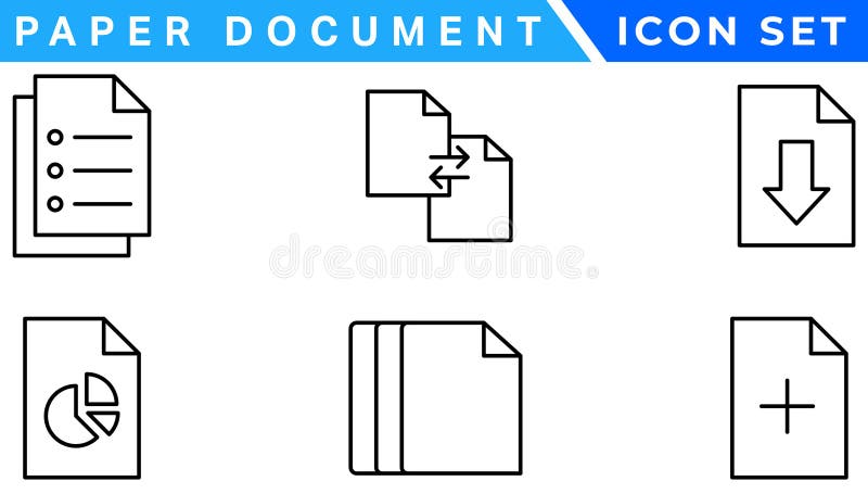 Paper Document Icon Set. Folded Written Paper Document Page Icon Vector Element Stock Vector ...