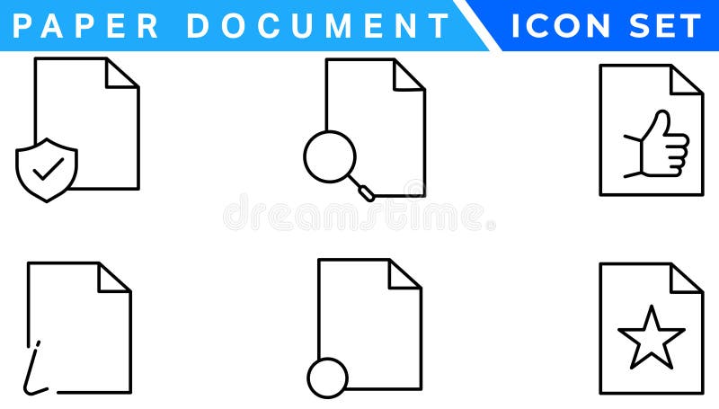 Paper Document Icon Set. Folded Written Paper Document Page Icon Vector ...