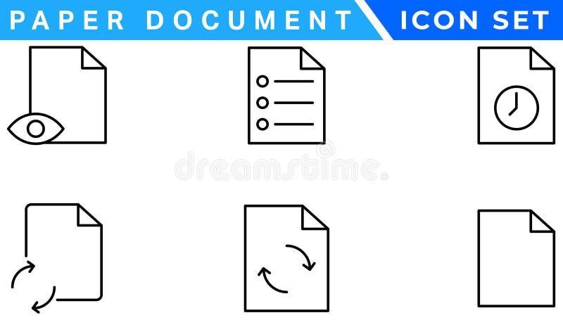 Paper Document Icon Set. Folded Written Paper Document Page Icon Vector ...