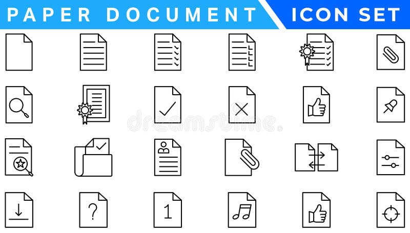 Paper Document Icon Set. Folded Written Paper Document Page Icon Vector ...