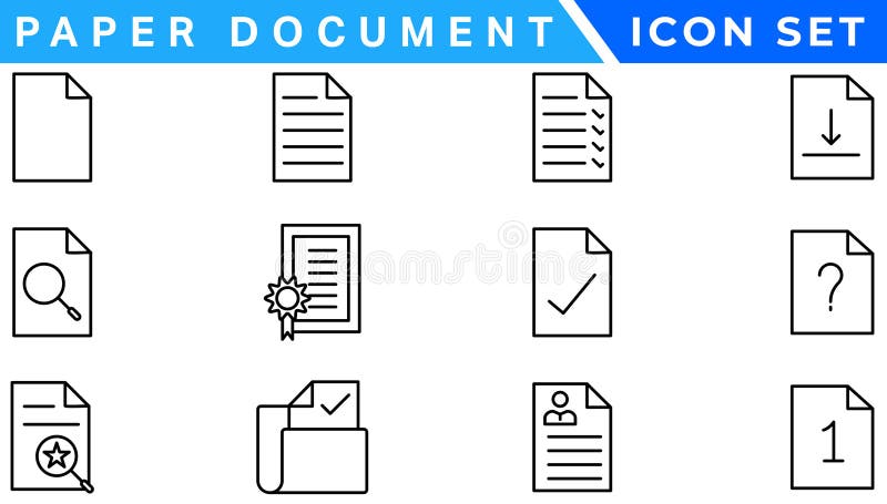 Paper Document Icon Set. Folded Written Paper Document Page Icon Vector ...