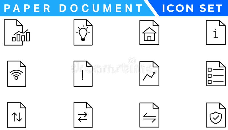 Paper Document Icon Set. Folded Written Paper Document Page Icon Vector ...