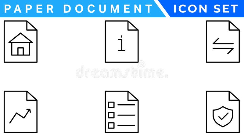 Paper Document Icon Set. Folded Written Paper Document Page Icon Vector Element Stock ...