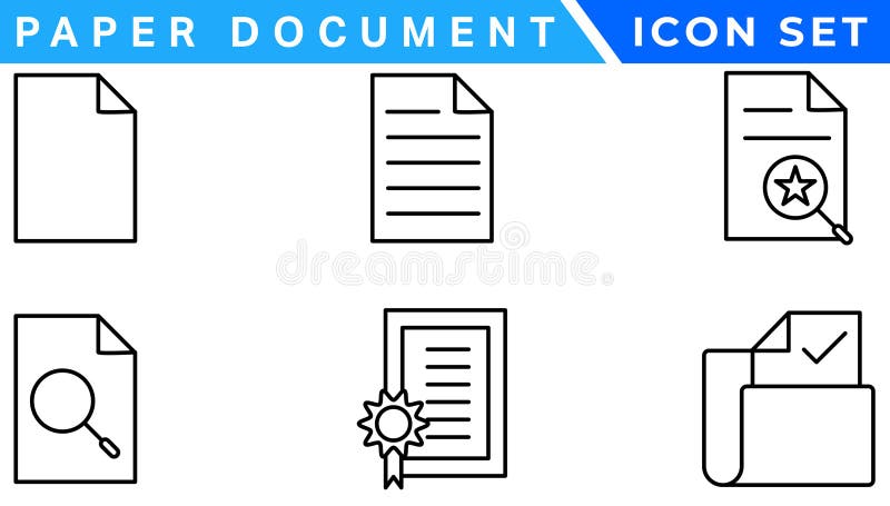 Paper Document Icon Set. Folded Written Paper Document Page Icon Vector ...