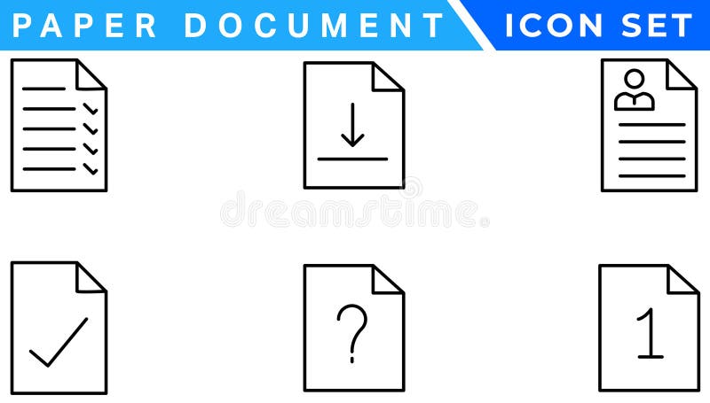 Paper Document Icon Set. Folded Written Paper Document Page Icon Vector ...