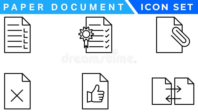 Paper Document Icon Set. Folded Written Paper Document Page Icon Vector ...