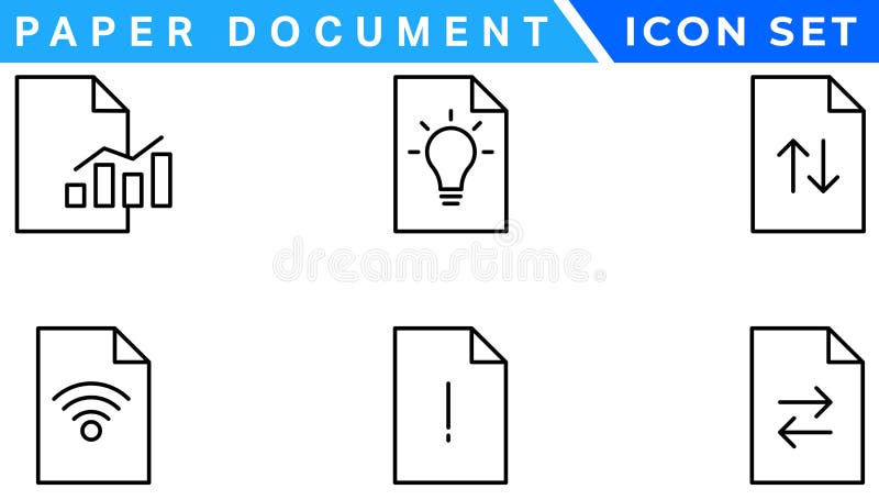 Paper Document Icon Set. Folded Written Paper Document Page Icon Vector ...
