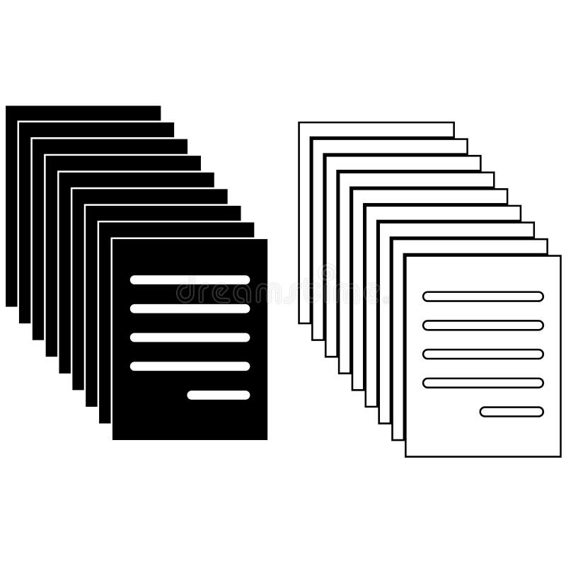 Paper Document Icon on White Background. Stacked of Financial Documents ...