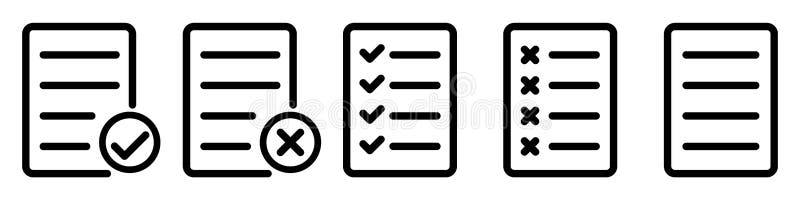 Paper Document Icons. Vector Checklist Icons Isolated. Stock Vector ...