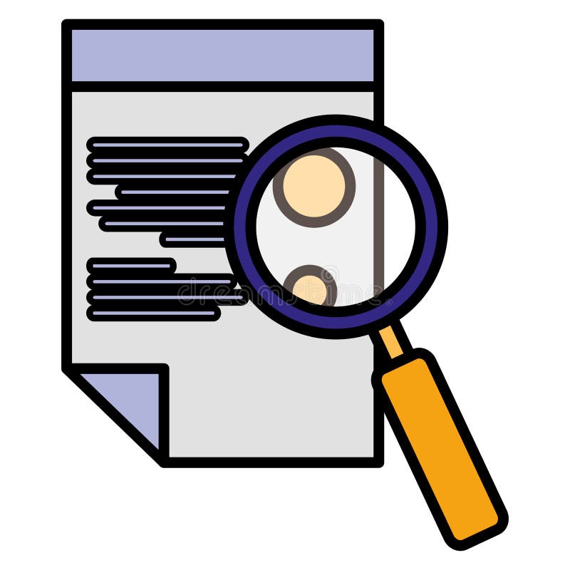 Paper Document with Magnifying Glass Stock Vector - Illustration of ...