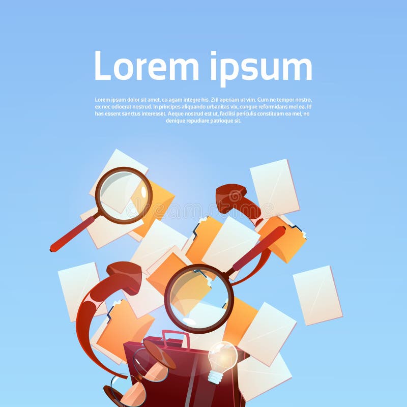 Paper Document Search Magnifying Glass Paperwork Business Concept Stock ...