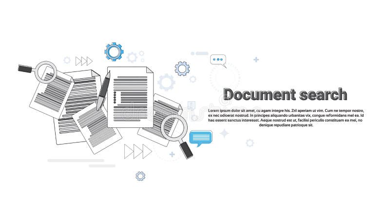 Paper Document Search Magnifying Glass Paperwork Business Web Banner ...