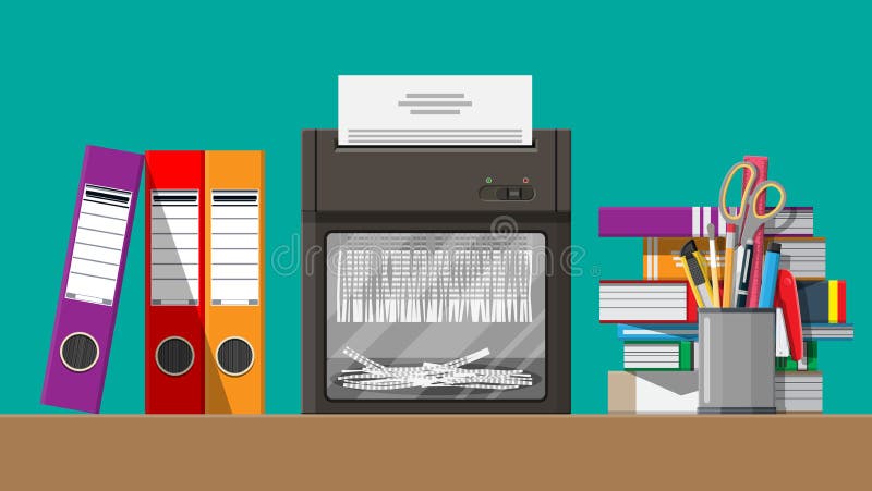 Paper Document in Shredder Machine. Stock Vector - Illustration of ...