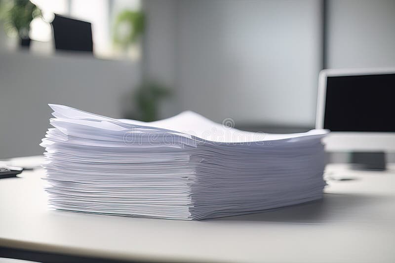 Paper Document and Stack of Paper on Table in Office.paper Document and ...