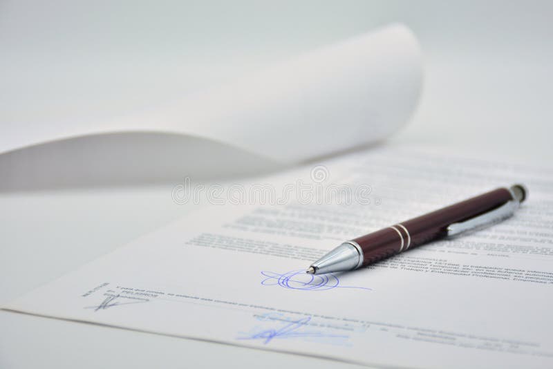Document Signed with a Pen, Contract Stock Photo - Image of escrito ...