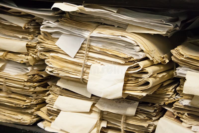 Paper documents in archive stock image. Image of archive - 35300065