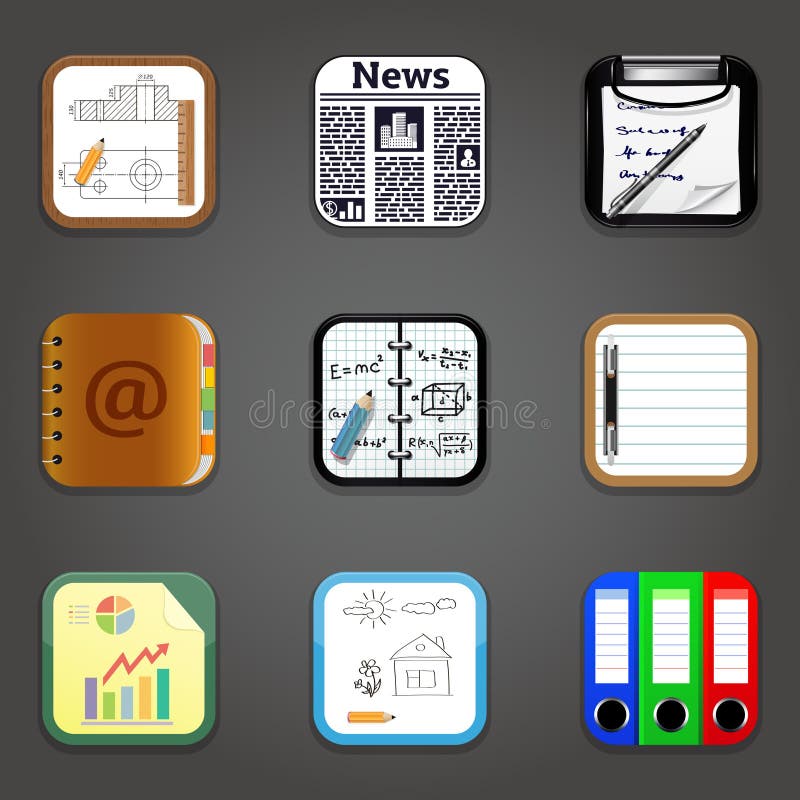 Paper and Documents App Icons Stock Vector - Illustration of list ...