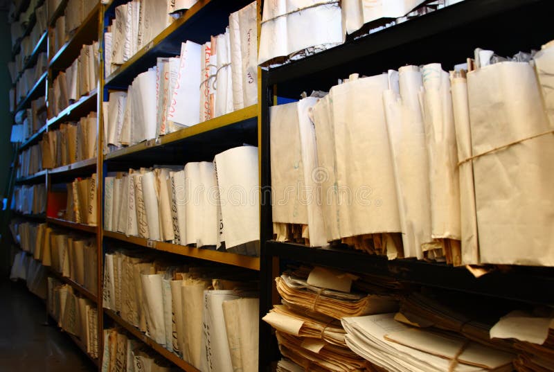 Paper documents in archive stock image. Image of work - 35300061