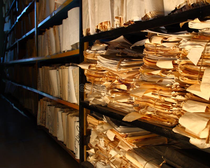 Paper Documents Stacked in Archive Stock Photo - Image of heap, search ...