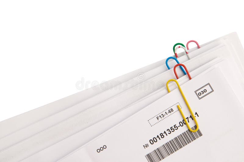Paper documents with clips stock image. Image of office - 14959667