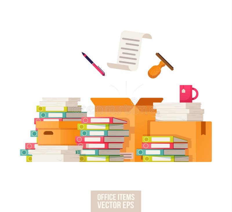 Carton Boxes Isolated. Bureaucracy, Paperwork, Office Icon. Working ...