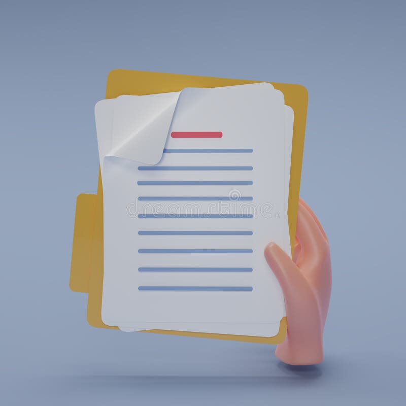 Paper Documents and Folder with Hand. Documents and Texts Icon on ...