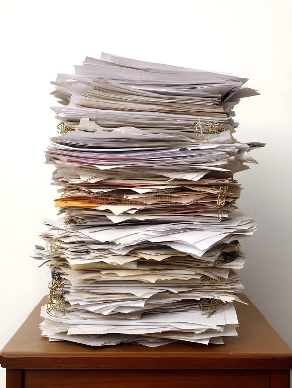 Paper Documents. Office Paperwork Work on a Desk Stock Illustration ...