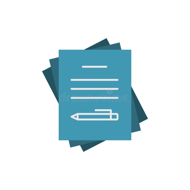 Paper Documents and Pen Vector Icon Symbol Isolated on White Background ...