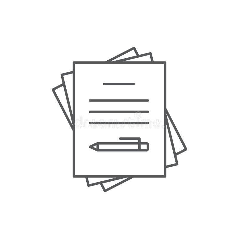Paper Documents and Pen Vector Icon Symbol Isolated on White Background ...