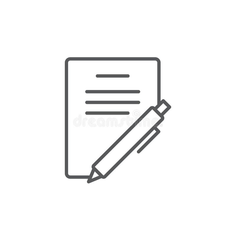 Paper Documents and Pen Vector Icon Symbol Isolated on White Background ...