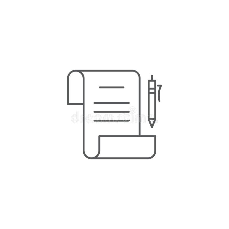 Paper Documents and Pen Vector Icon Symbol Isolated on White Background ...