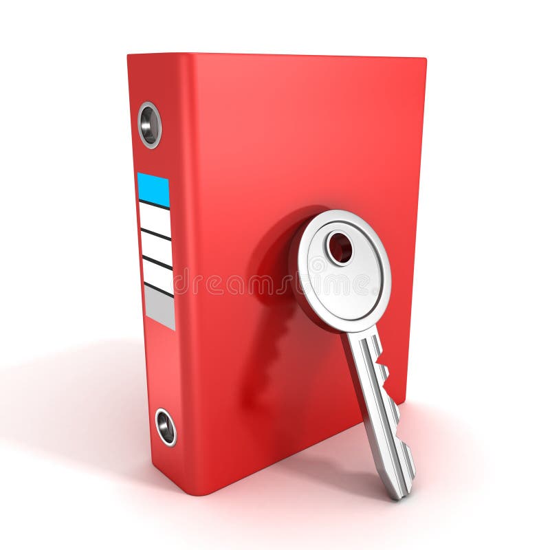 Paper Documents Red Ring Binder Folder with Security Key Stock ...
