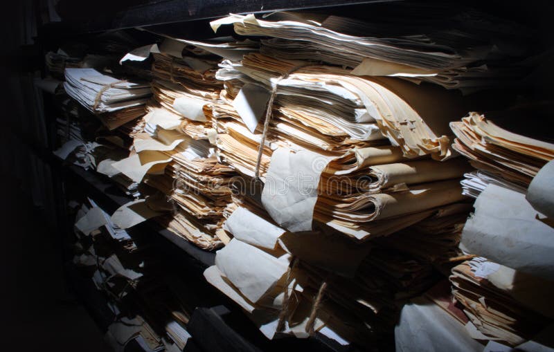 Paper documents in archive stock image. Image of archive - 35300065