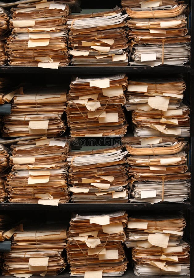 Paper Documents Stacked in Archive Stock Photo - Image of heap, search ...