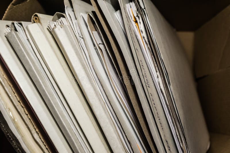Paper Documents Stacked in Archive. Old Folders with Documents in the ...