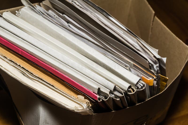 Paper Documents Stacked in Archive. Old Folders with Documents in the ...