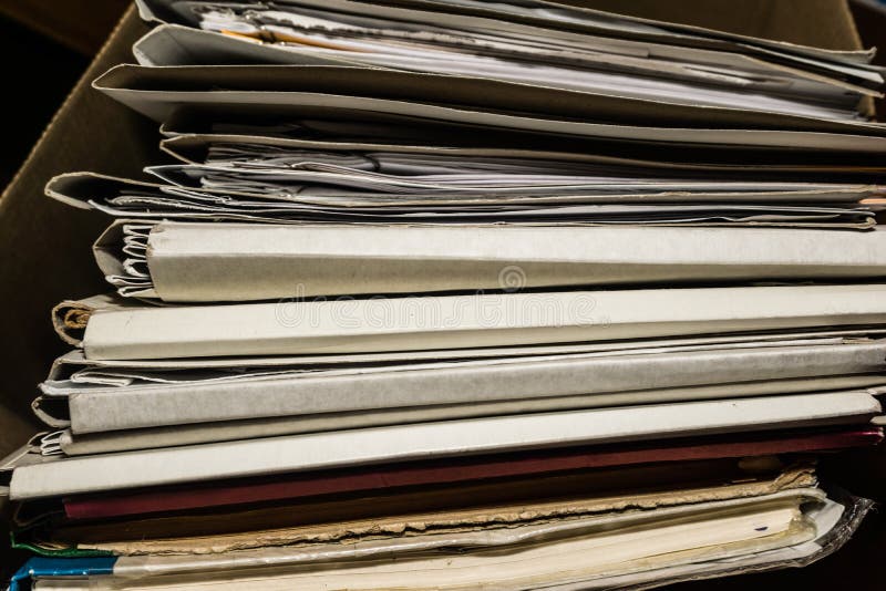 Paper Documents Stacked in Archive. Old Folders with Documents in the ...