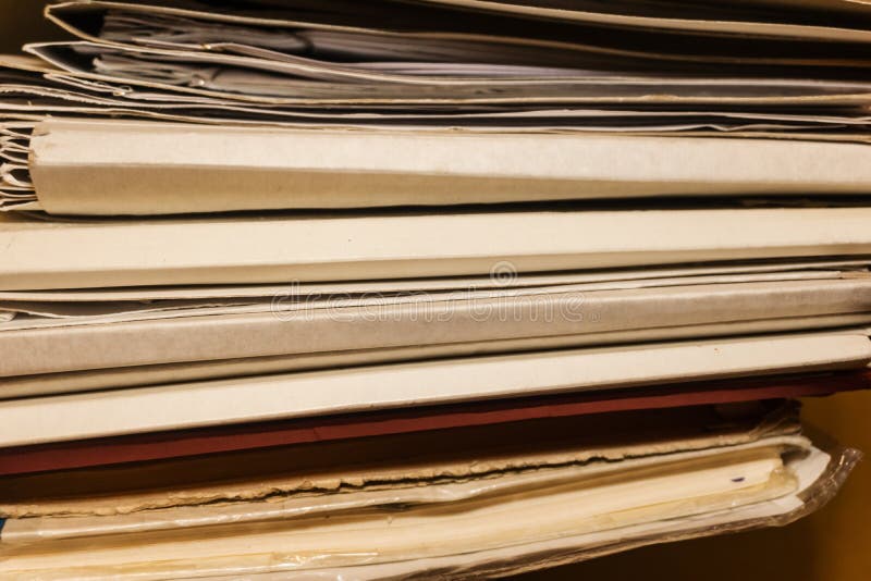 Paper Documents Stacked in Archive. Old Folders with Documents in the ...