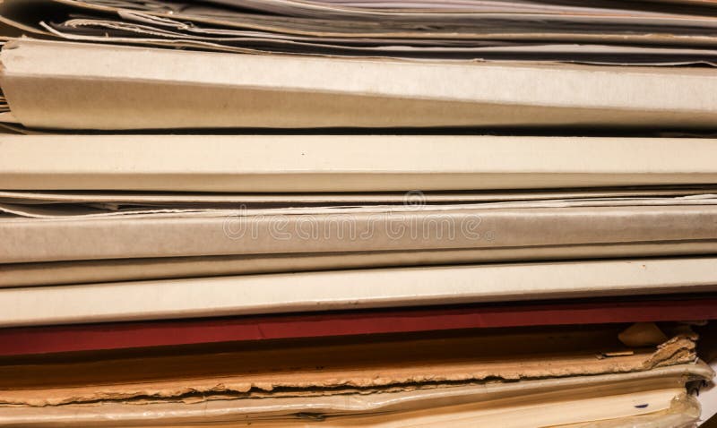 Paper Documents Stacked in Archive. Old Folders with Documents in the ...