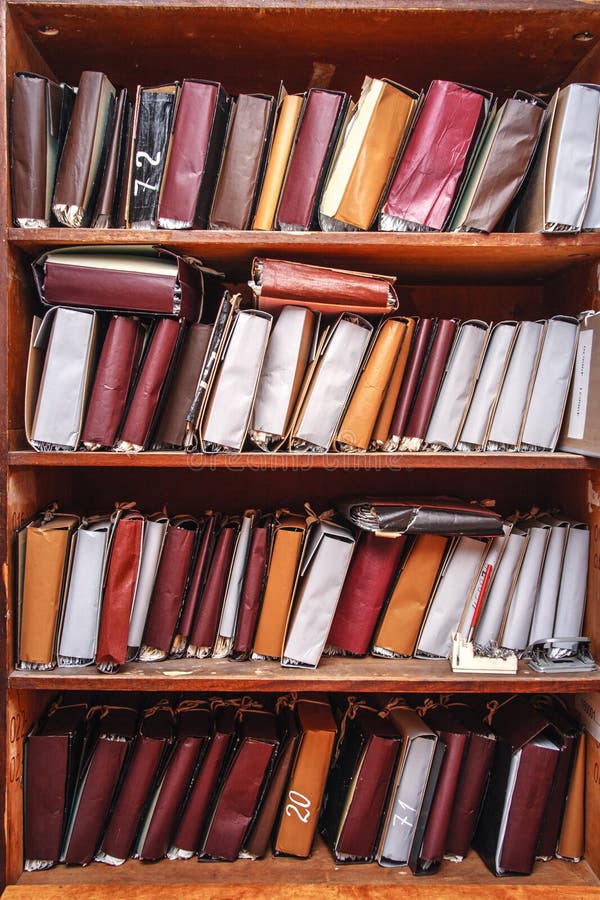 Paper Documents Stacked in Archive Stock Image - Image of work ...