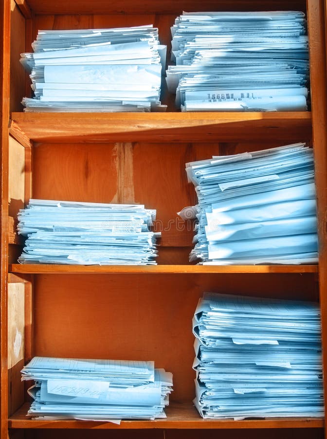 Paper Documents Stacked in Archive Stock Photo - Image of data, group ...