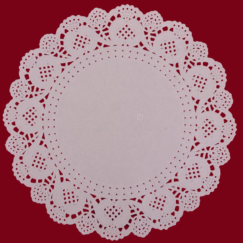 Paper Doily Lacy Background, Over Red Stock Photo - Image of circular ...