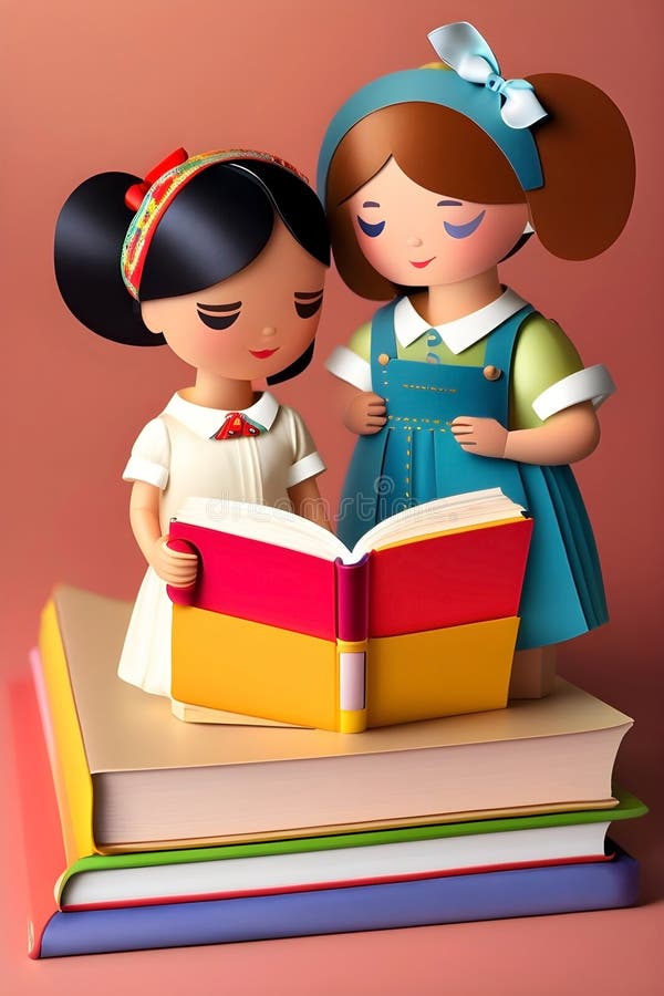 Paper Doll Book Club stock illustration. Illustration of education ...