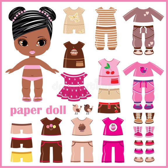 Paper Doll with Clothes Set Stock Vector - Illustration of people ...