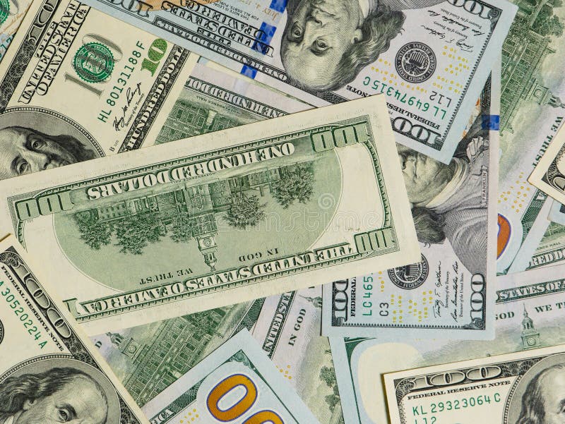 Paper 100 Dollar American Dollars Top View. Stock Image - Image of ...